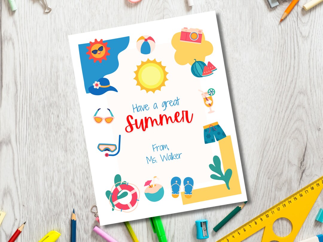 Custom Last Day of School Card, Have A Great Summer Card, Last Day of ...