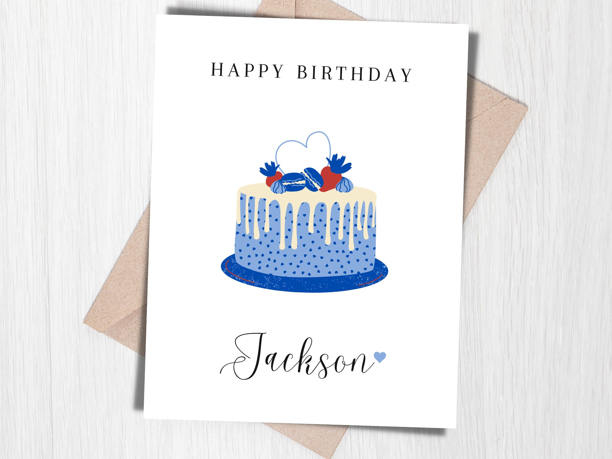 Personalized Birthday Cake Card, Birthday Notecard, Customizable ...