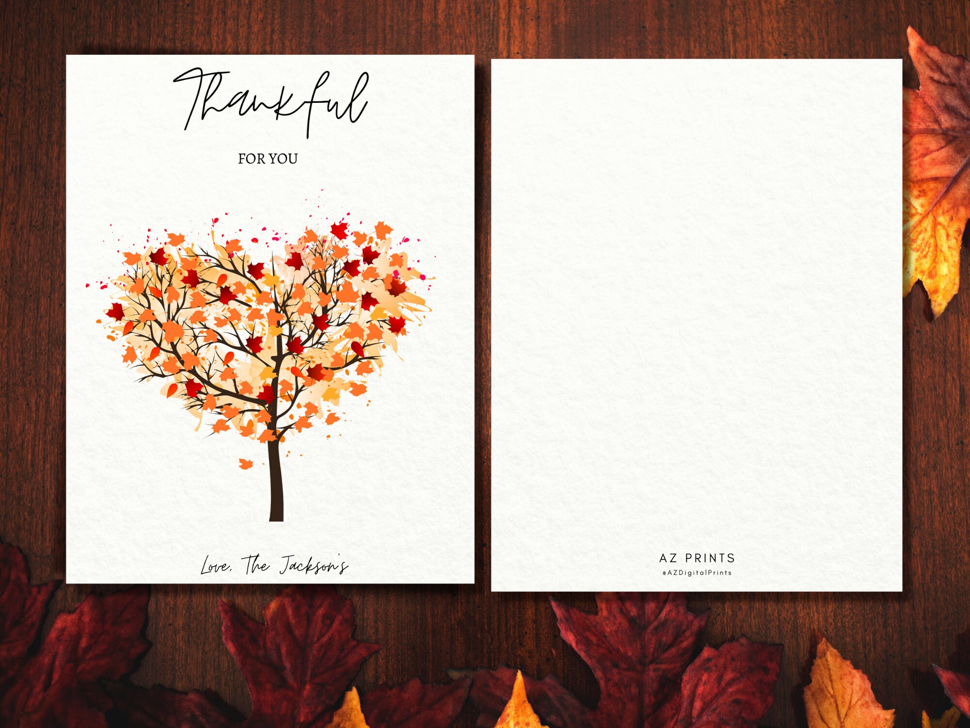 Personalized Thanksgiving Notecard, Custom Thanksgiving Notecard ...