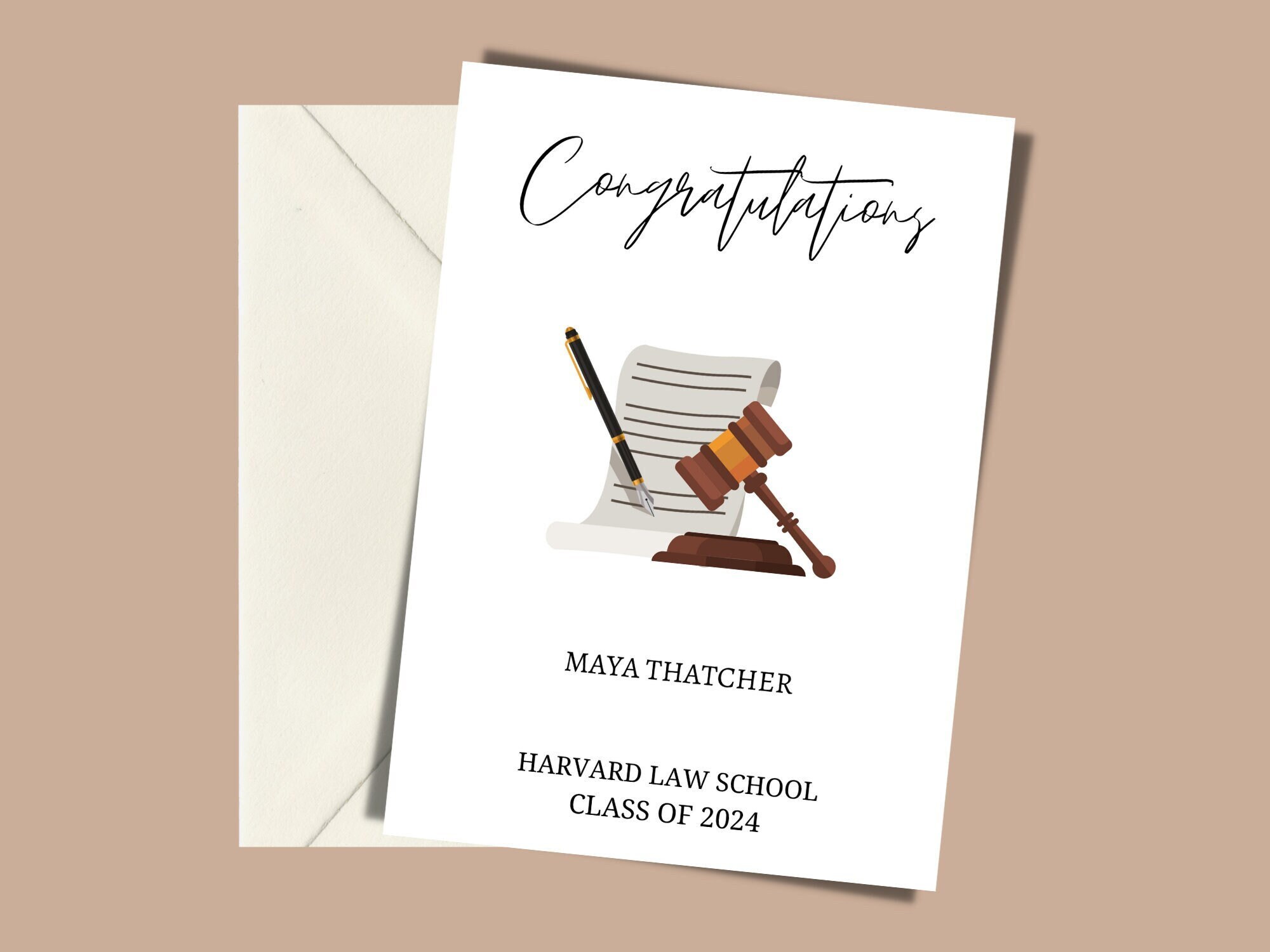 Law School Graduation Card, Customizable Graduation Card for Lawyer ...