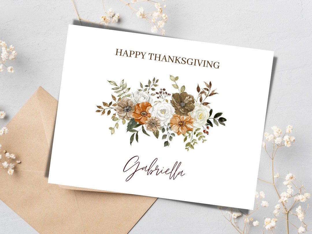 Personalized Thanksgiving Card, Custom Watercolor Thanksgiving Card ...