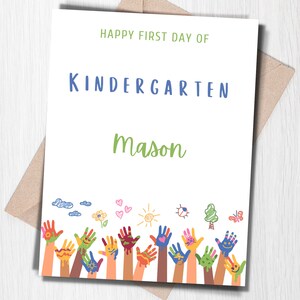 First Day of Kindergarten Card, Custom Happy First Day of School, Happy ...
