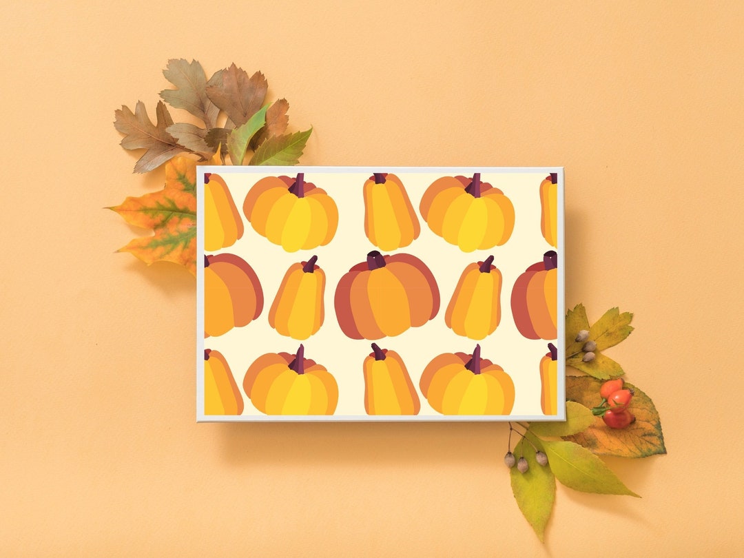 Pumpkin Notecard, Fall Card, Autumn Card, Pumpkin Card Set, Blank ...