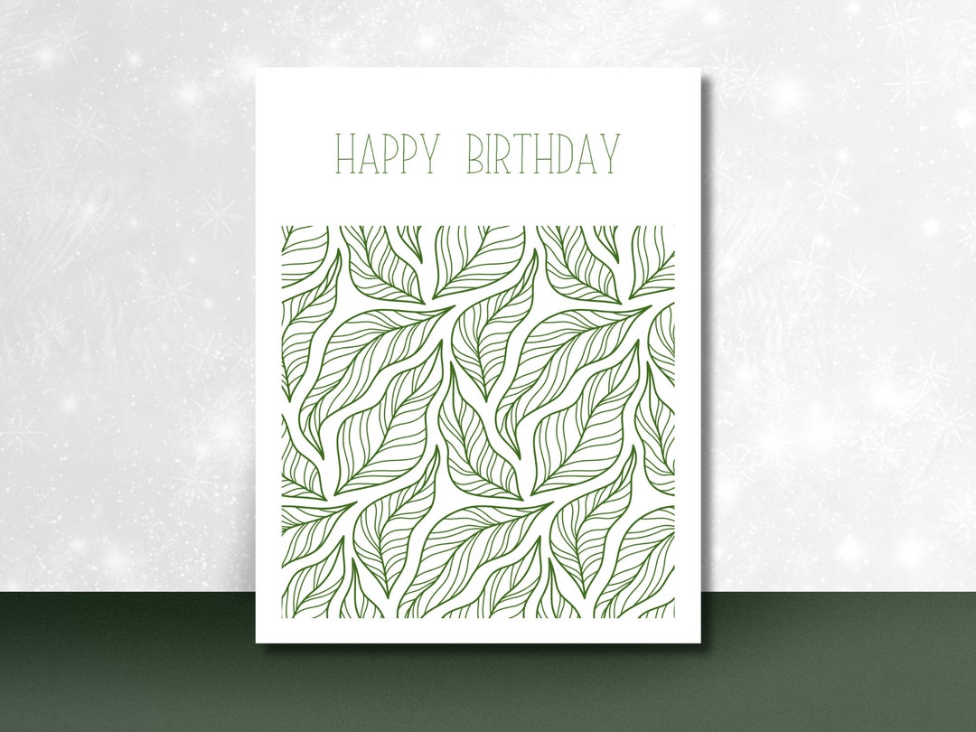 Botanical Birthday Card, Birthday Card With Leaves, Plant Birthday Card ...