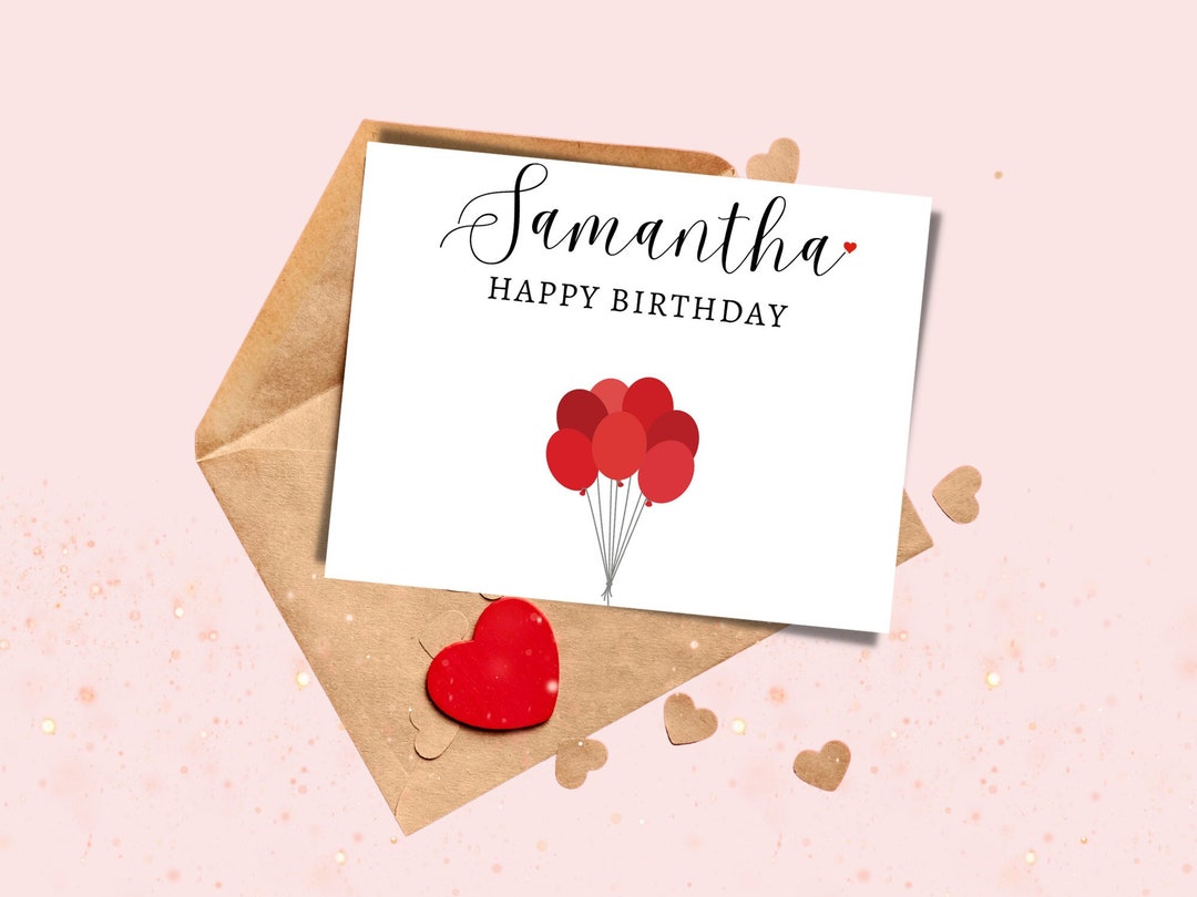 Personalized Birthday Card With Balloons, Custom Birthday Card ...