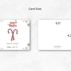 Personalized Christmas Card, Custom Christmas Notecard, Candy Cane ...