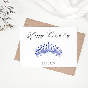 Personalized Birthday Card, Crown Birthday Card, Customizable Birthday ...