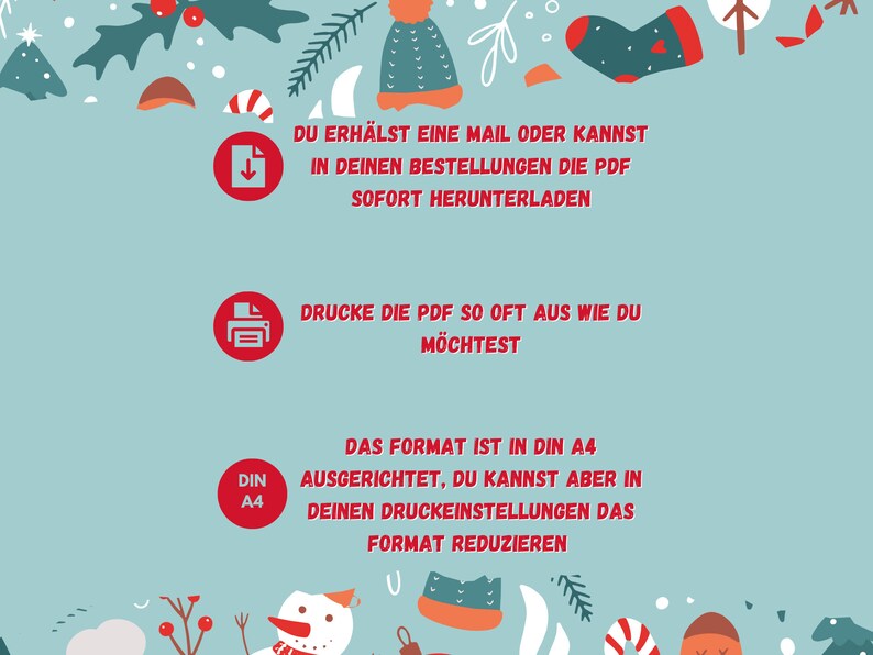 Christmas Timetable German Instant Download Print A4 PDF Children ...
