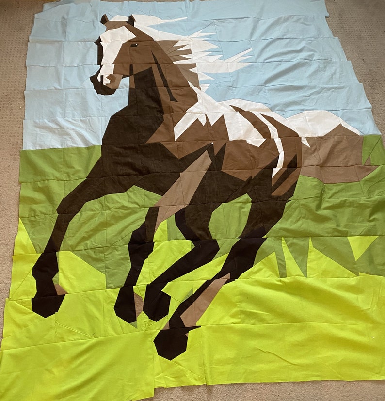 Running Horse Twin Quilt Paper Piecing Pattern - Etsy