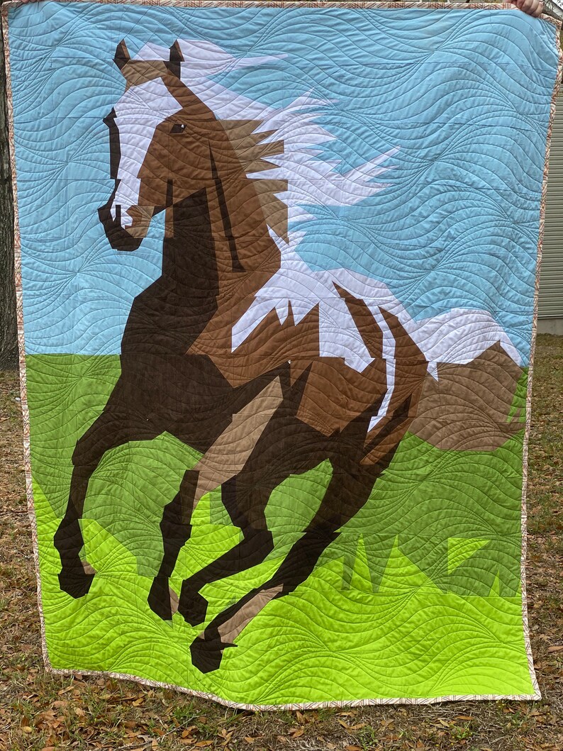 Running Horse Twin Quilt Paper Piecing Pattern - Etsy