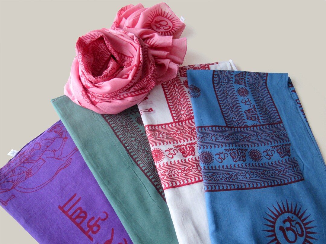 Krishna God Coloured Scarf, OM Scarf India, Tibetan Buddhist Scarf ...
