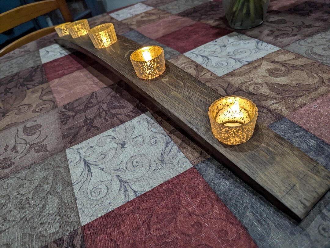 Wine Barrel Stave With 5 Gold Votive Candle Holders Magic in Every ...