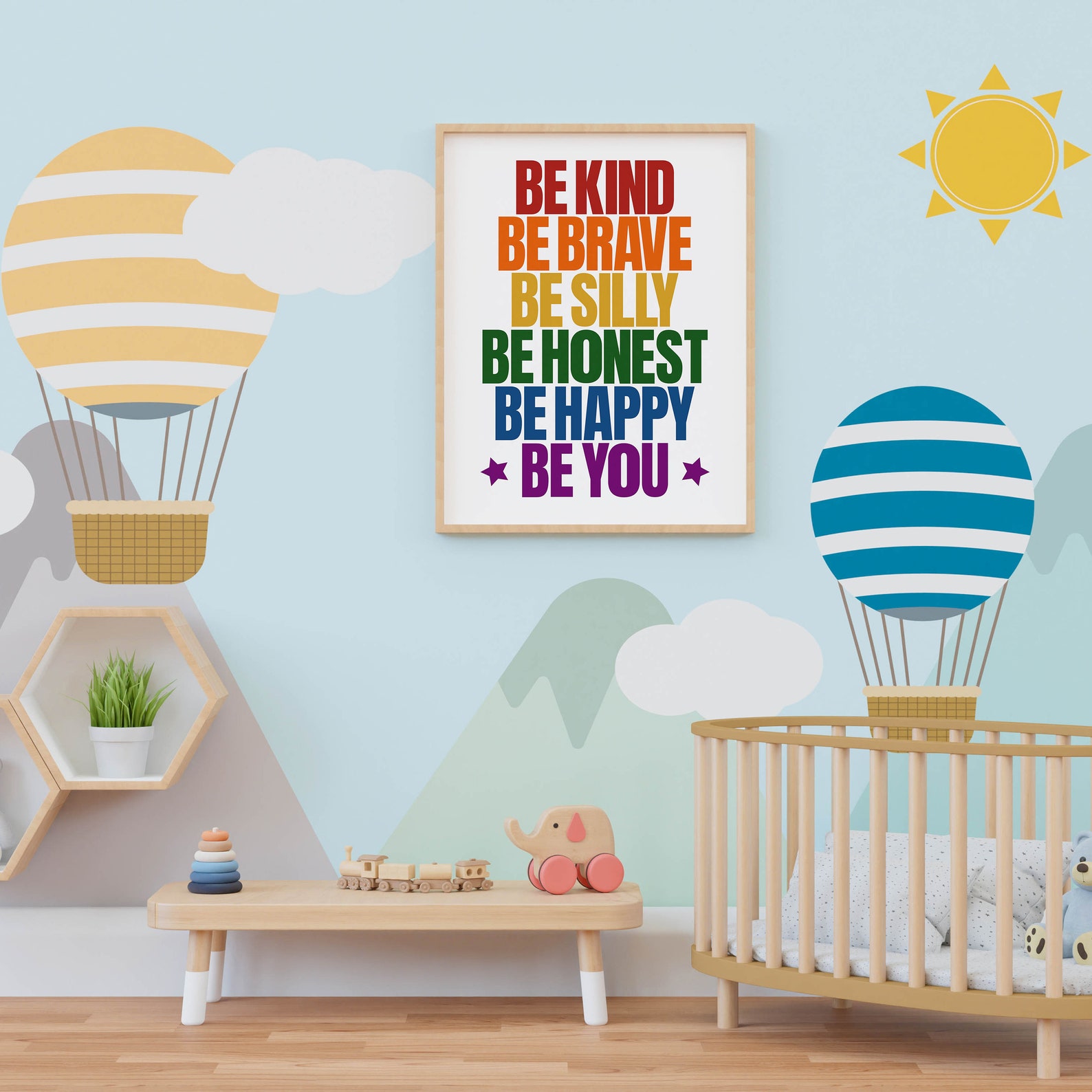 Be Kind, Be Brave, Be Silly, Be Honest, Be Happy, Be You Rainbow Print ...