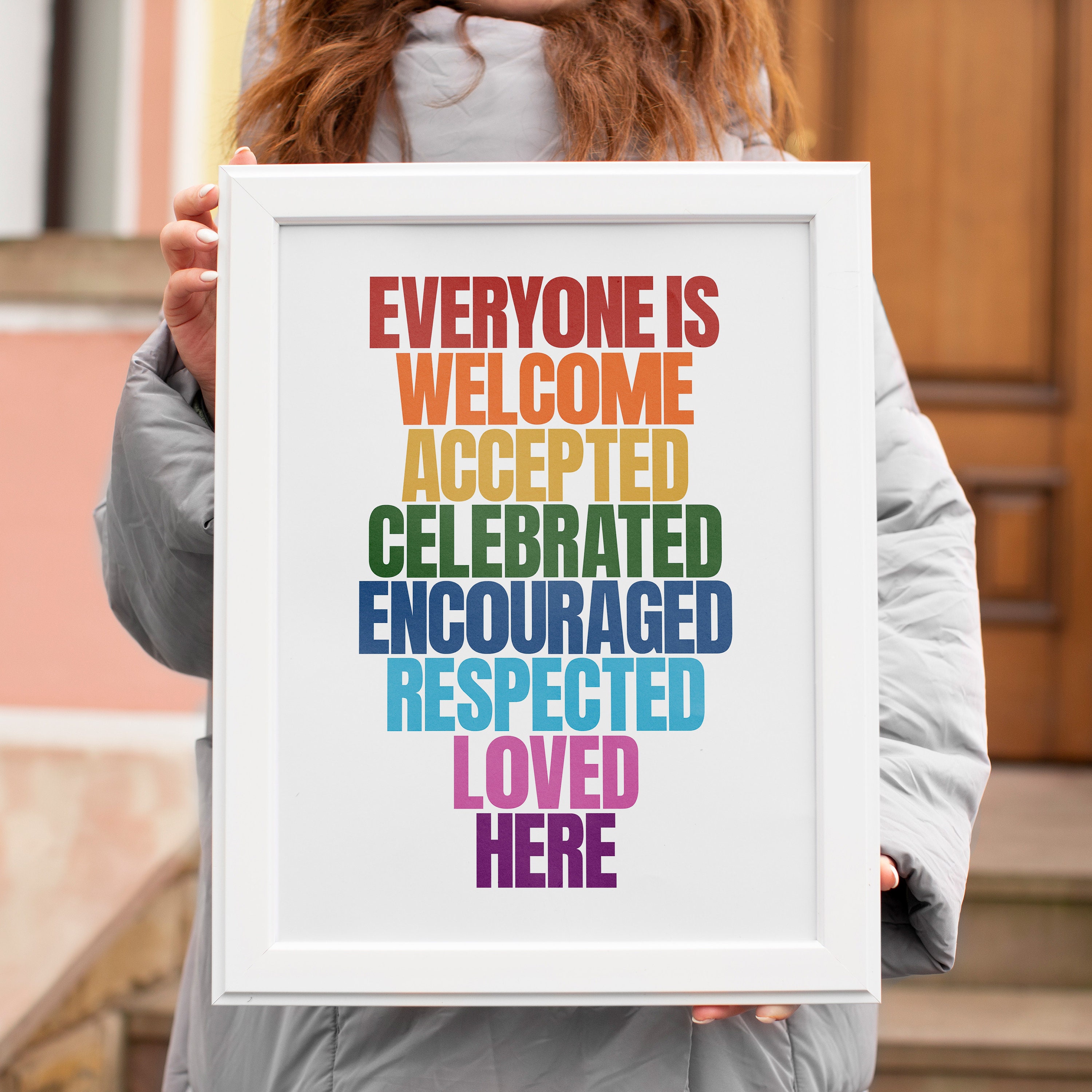 Everyone is Welcome Print, Inclusion and Equality, Rainbow Coloured ...