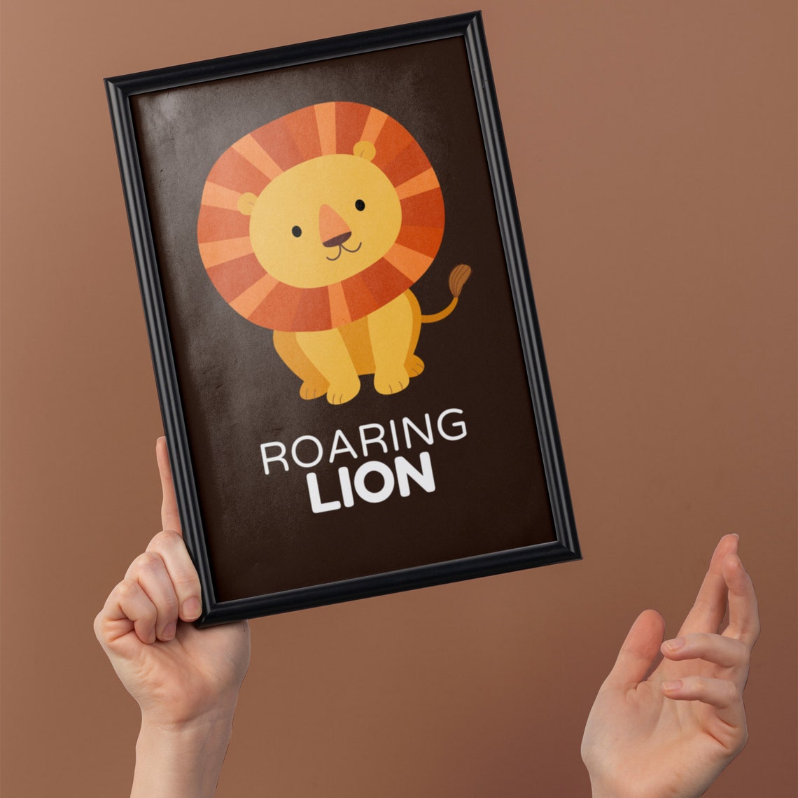 Roaring Lion Print, Cute Lion Poster for Safari-themed Room, Animal ...