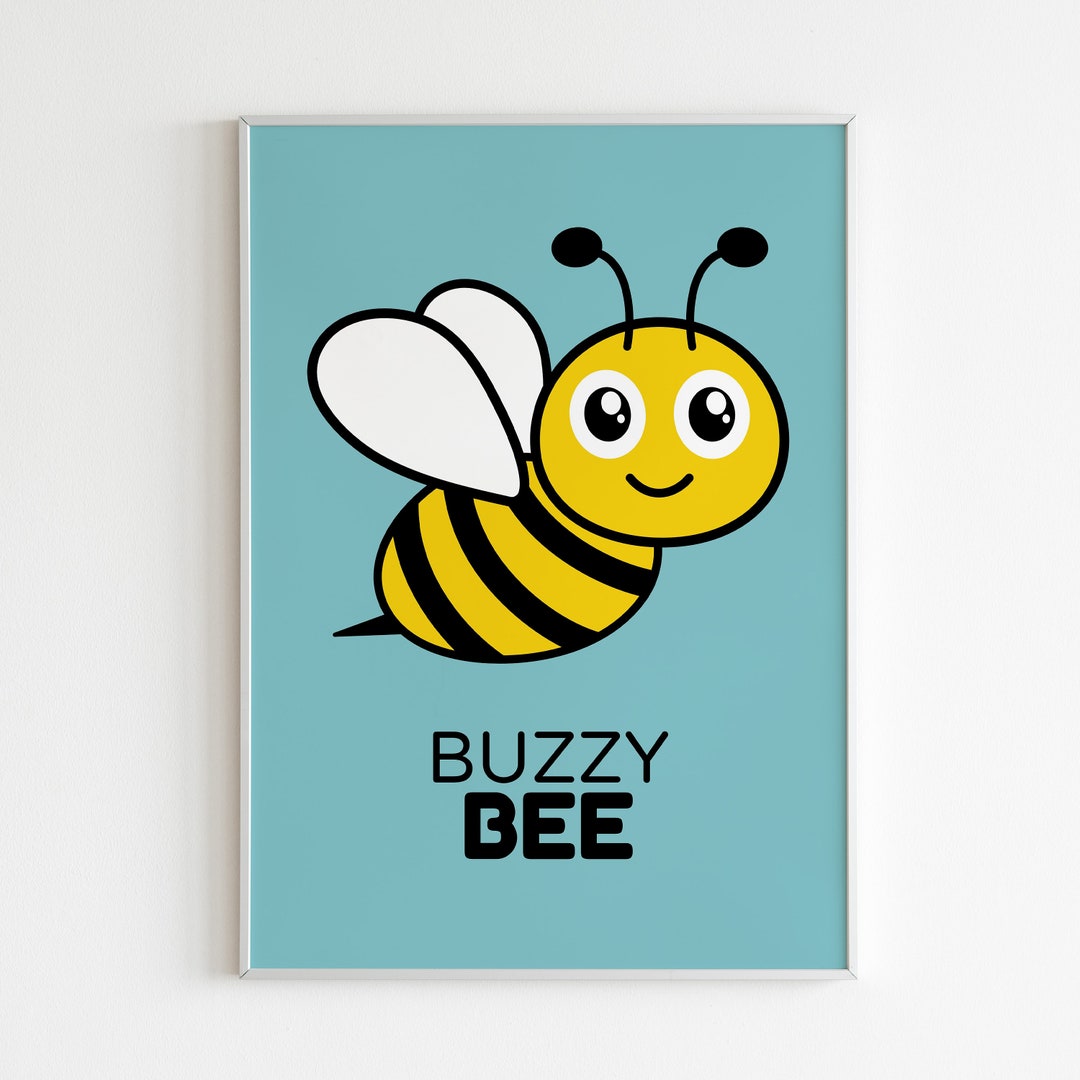 Buzzy Bee Print, Adorable Bumble Bee Nursery Decor, Animal Wall Art for ...