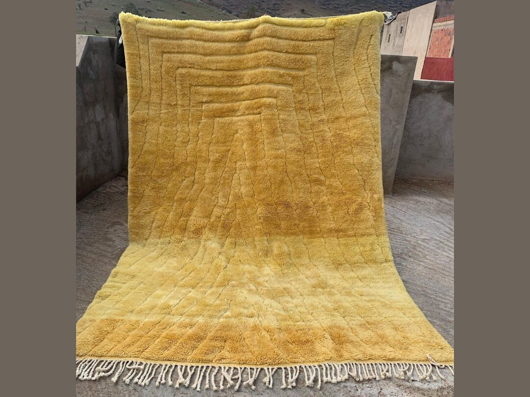 Yellow Moroccan Handmade Rug , Area Rug , Beni Ourain Rug, Authentic ...