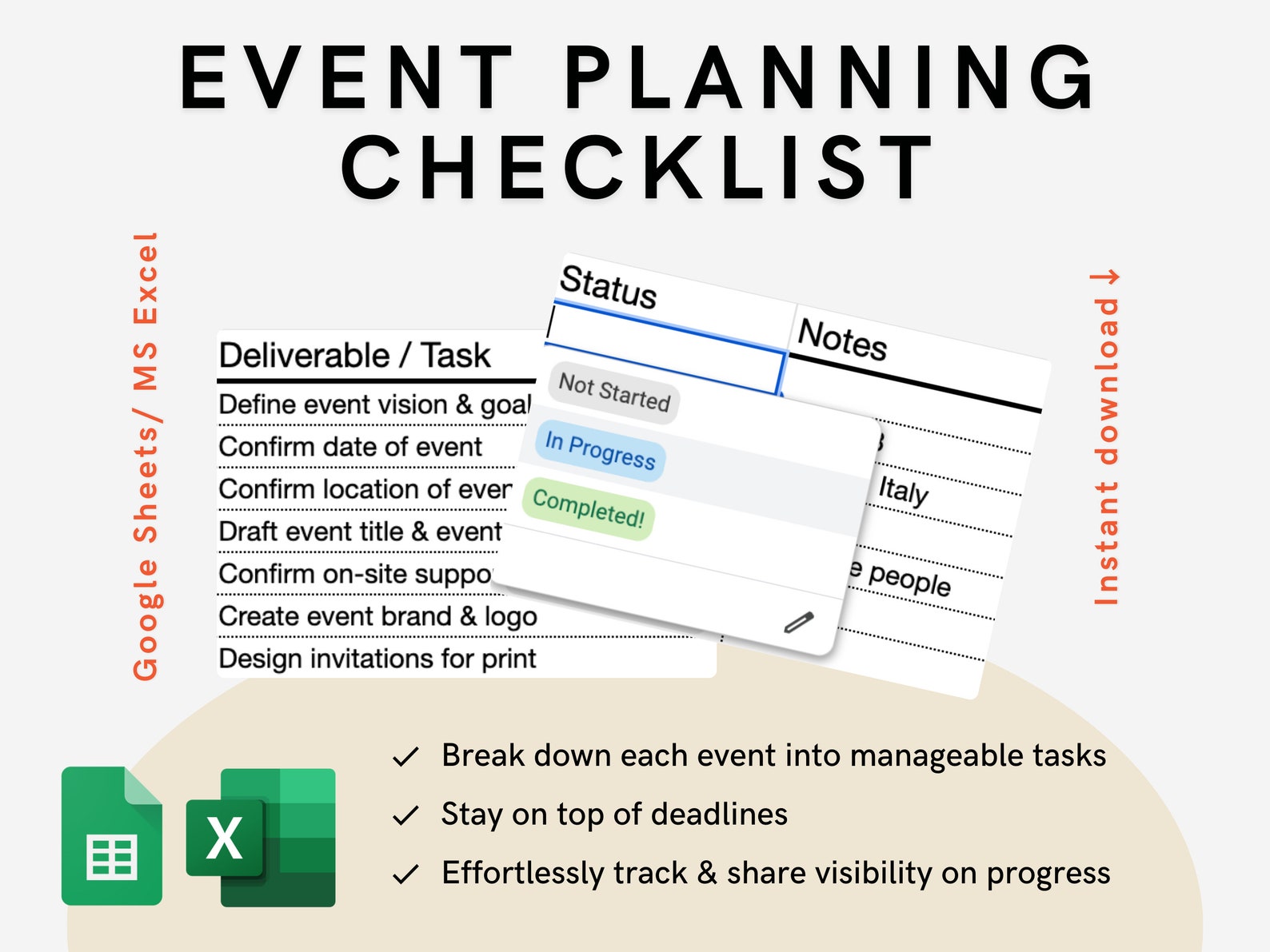 EVENT PLANNING CHECKLIST Template for Project Management, Event ...