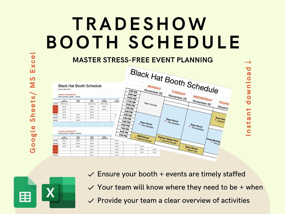 TRADESHOW CONFERENCE SCHEDULE Template for Trade Show Staffing, Booth ...