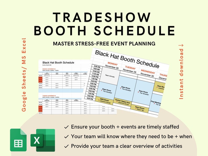 TRADESHOW CONFERENCE SCHEDULE Template for Trade Show Staffing, Booth ...