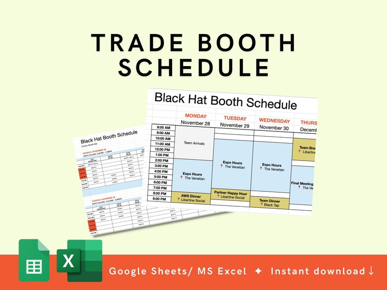 TRADESHOW CONFERENCE SCHEDULE Template for Trade Show Staffing, Booth ...