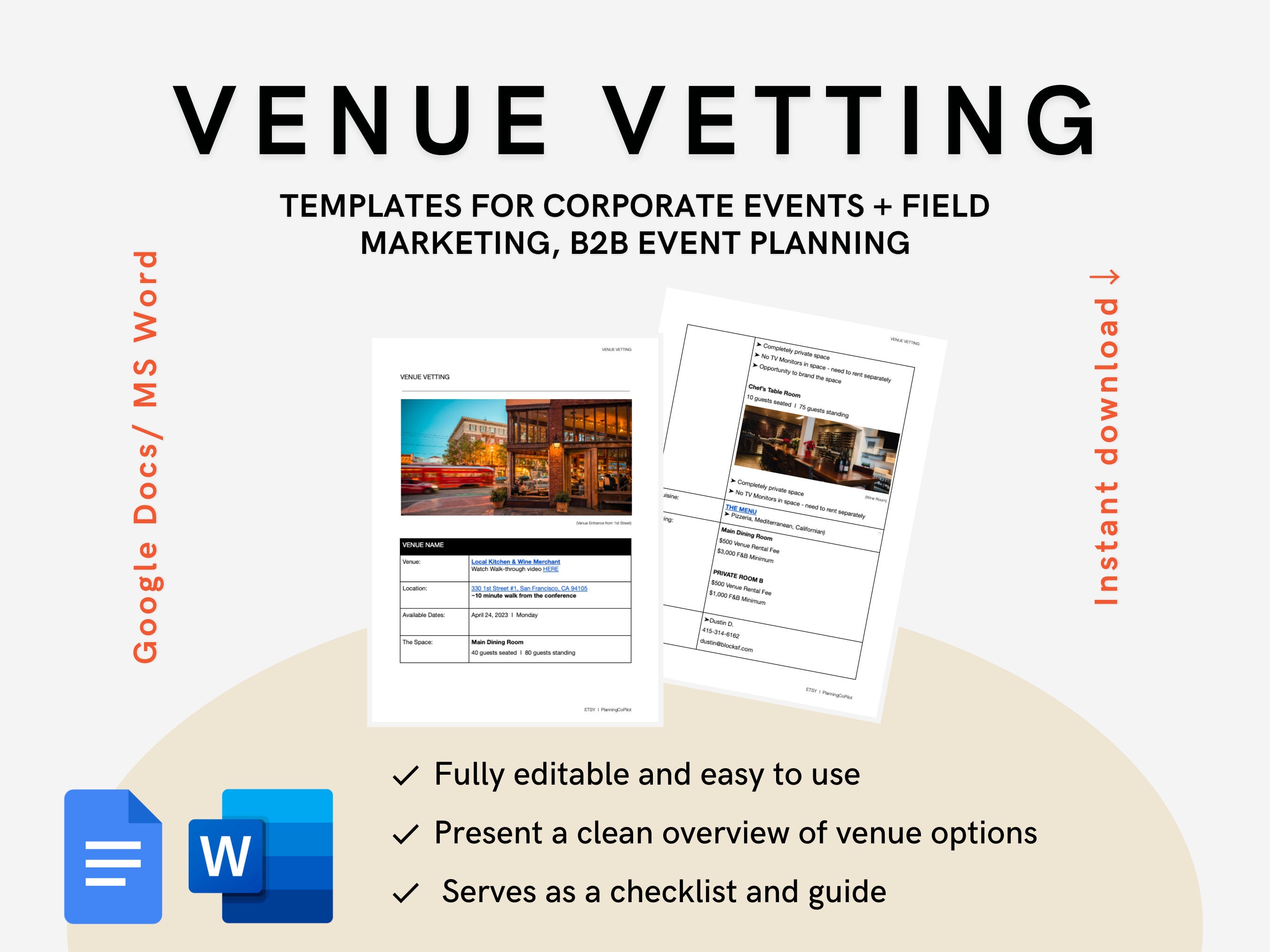 VENUE VETTING Template for Event Planning | Find Venues, Event Planner ...