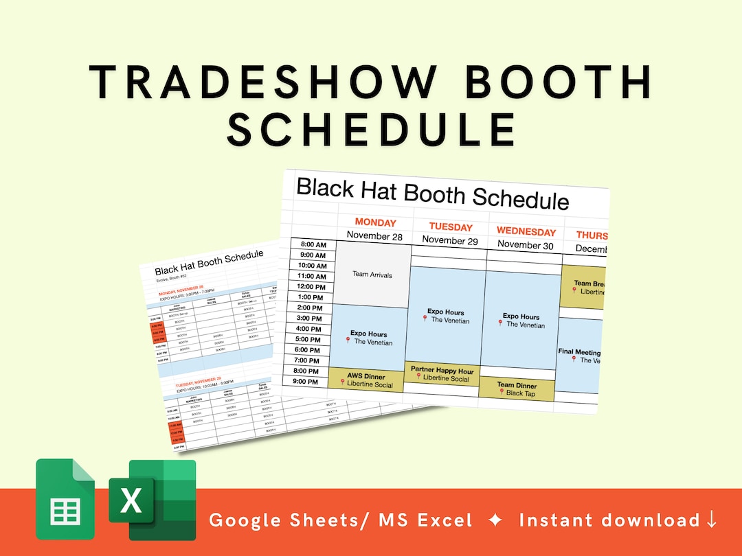 TRADESHOW CONFERENCE SCHEDULE Template for Trade Show Staffing, Booth ...