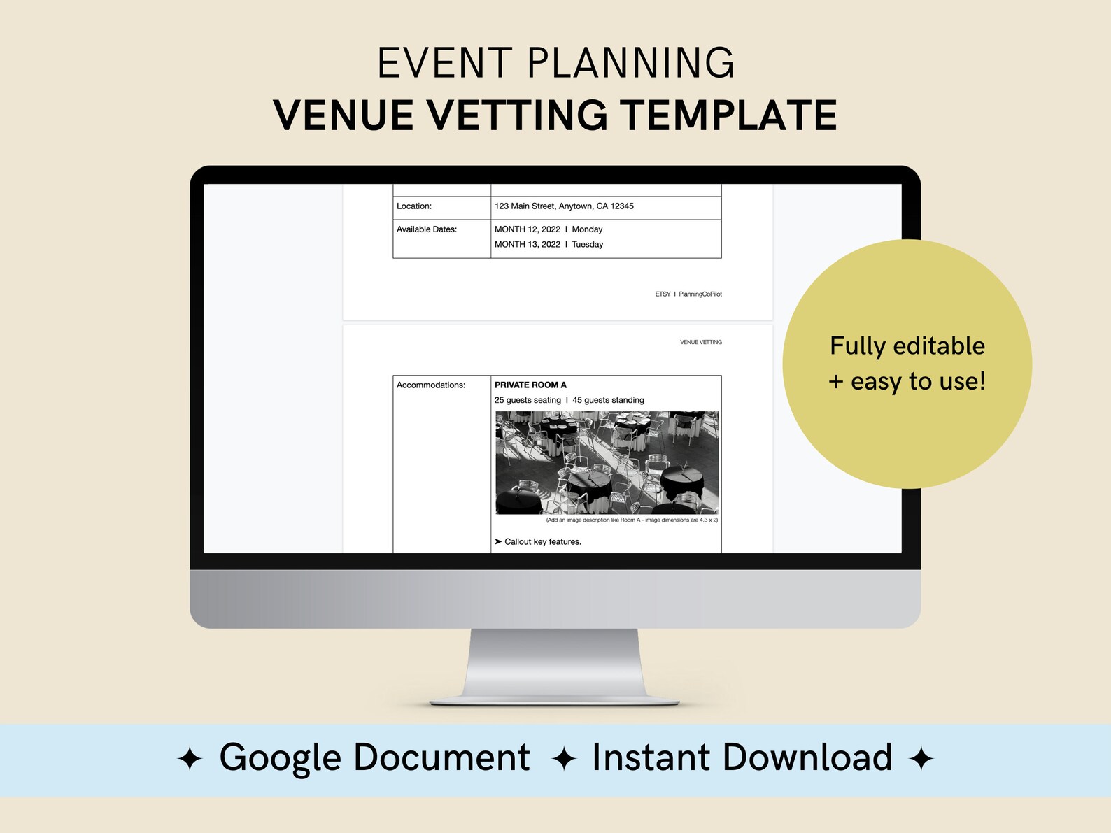 Venue Vetting Template for Event Planners & Marketers // Event - Etsy