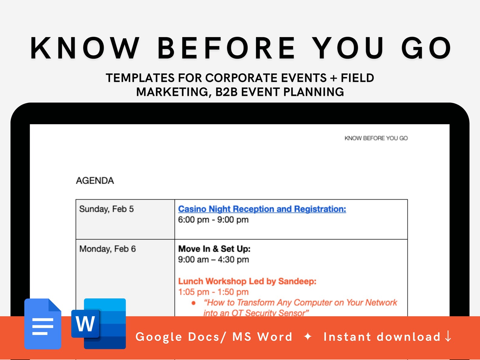 EVENT OVERVIEW Template, Know Before You Go | Event Summary for Event ...