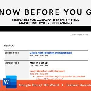 EVENT OVERVIEW Template, Know Before You Go | Event Summary for Event ...