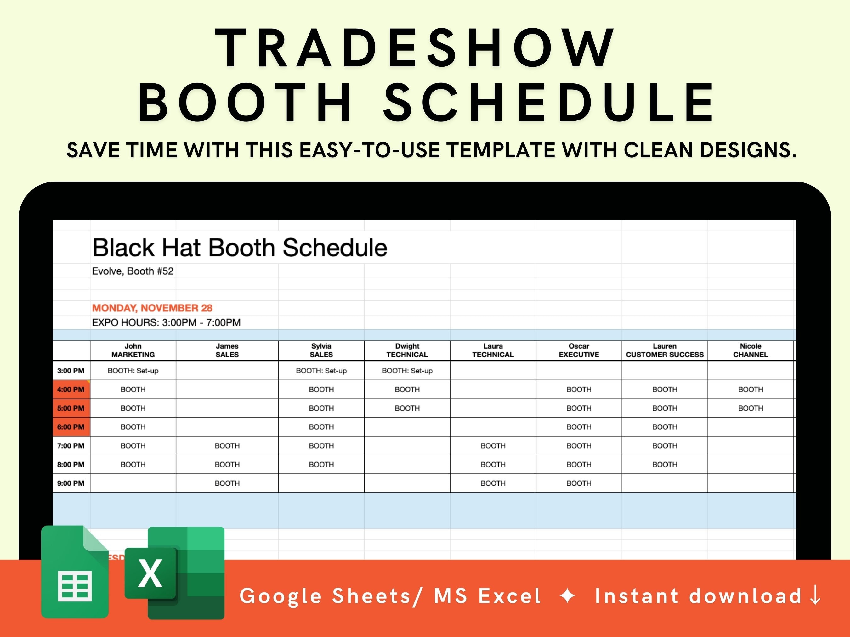TRADESHOW CONFERENCE SCHEDULE Template for Trade Show Staffing, Booth ...