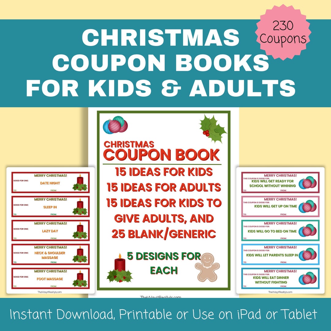 Christmas Coupon Books for Kids and Adults, Christmas Coupons Kids to ...