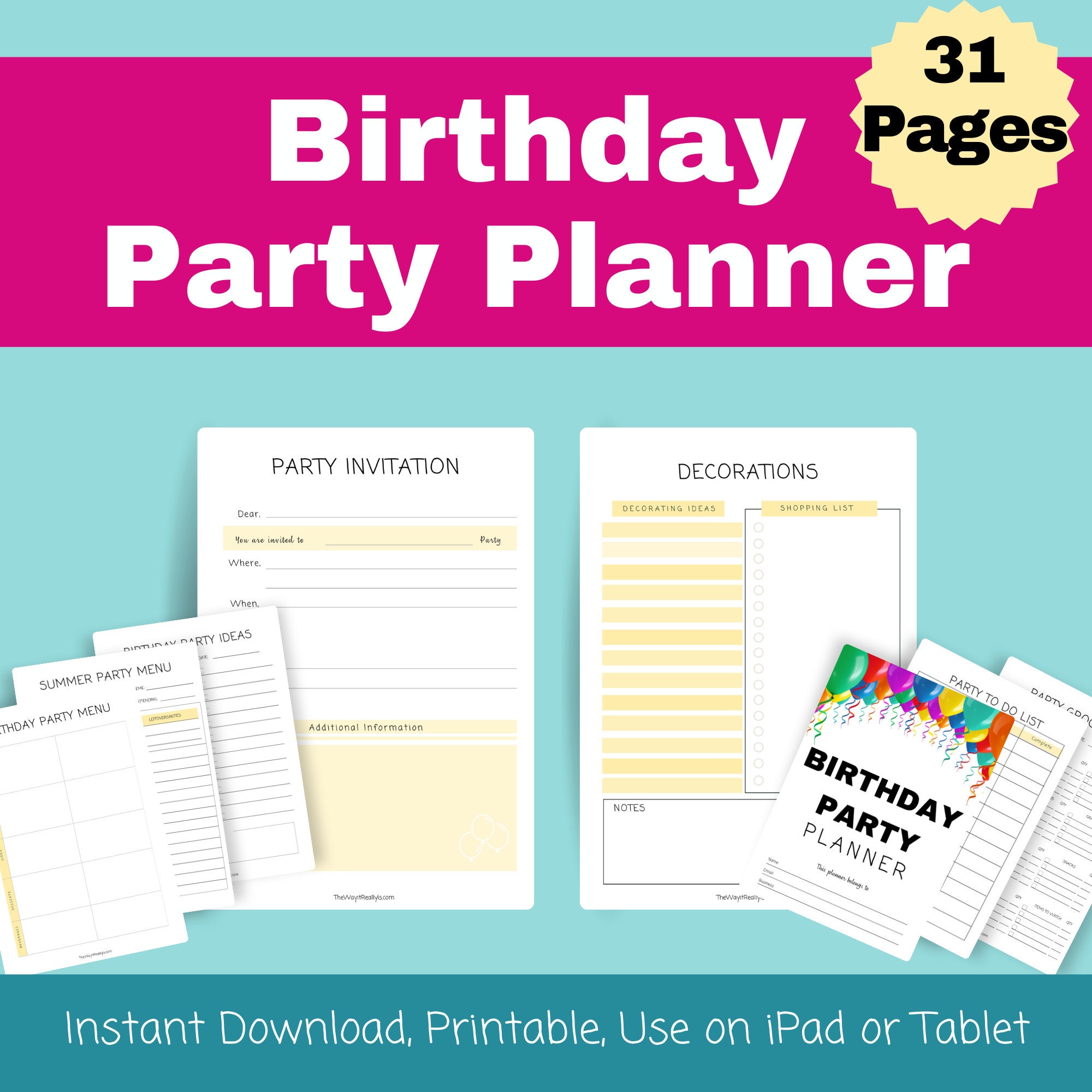 Birthday Party Planner, Birthday Planner, Party Planner, Kids Birthday ...