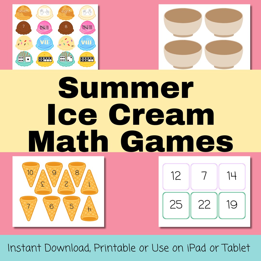 Summer Math Game, Ice Cream Math Game, Summer Math Practice, Summer ...