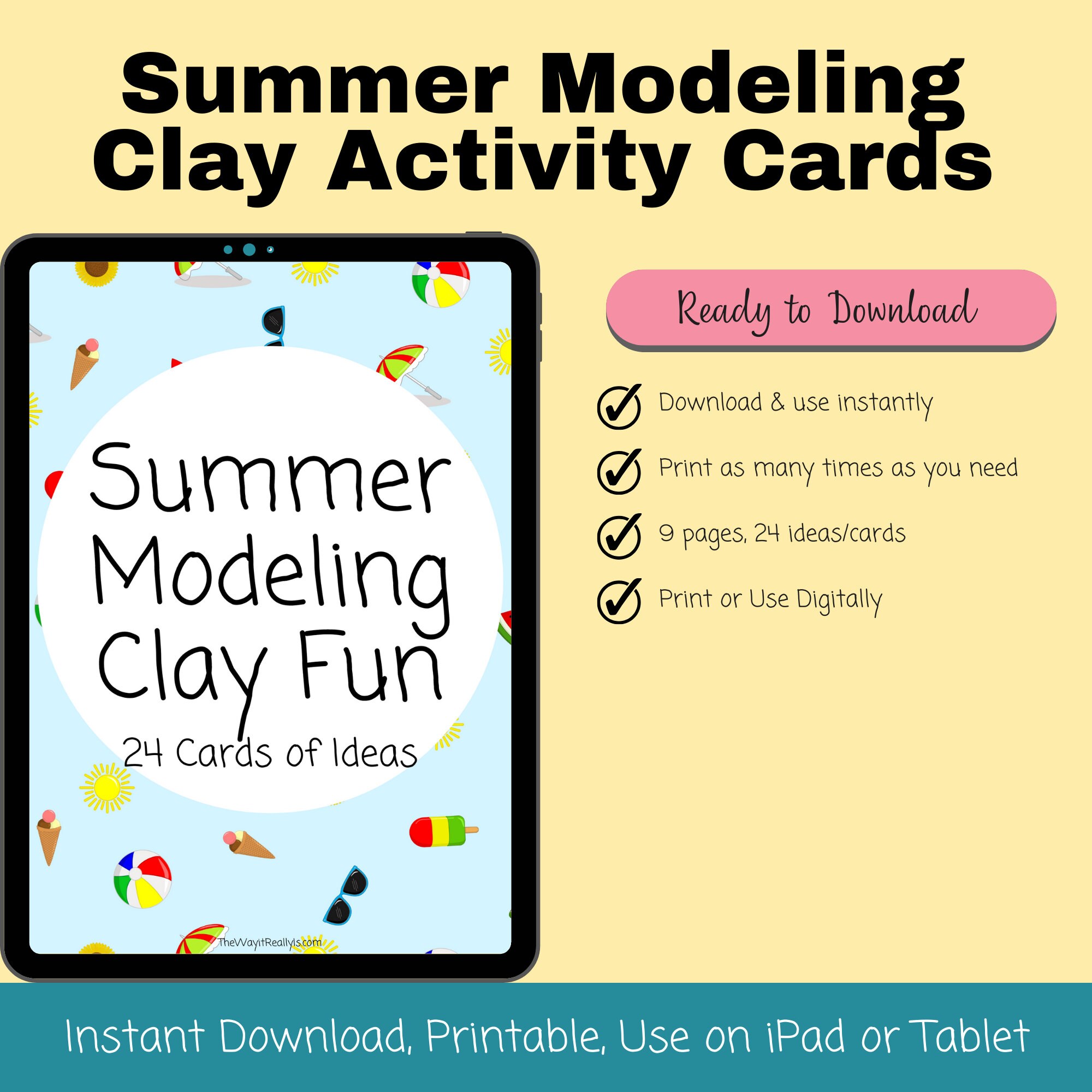 Play Doh Mats, 24 Cards, Kids Summer Activity, Learning Activity With ...