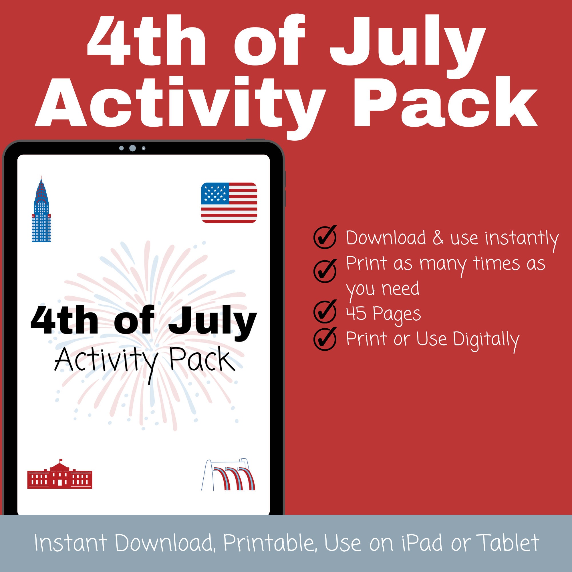 4th of July Activity Pack, Fourth of July Activity Pack, 4th of July ...