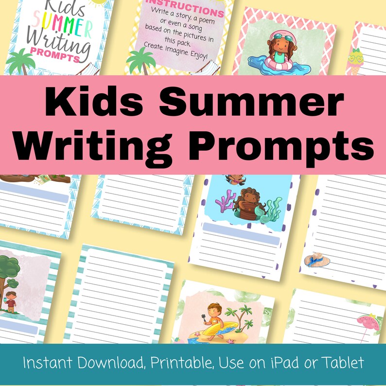 Kids Summer Guided Journal, Photo Journal Prompts, Kids Summer Journal ...