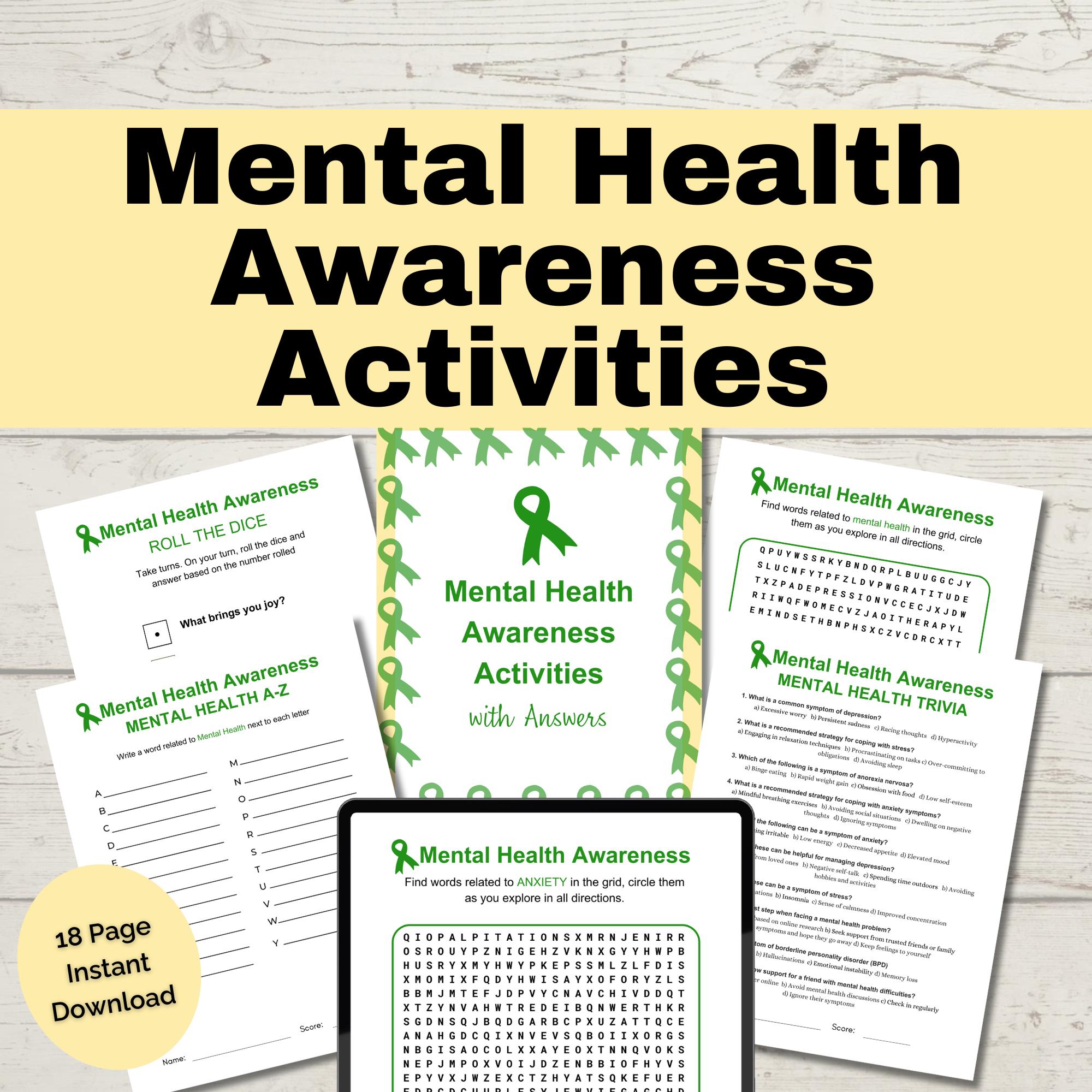 Mental Health Awareness Activities, Mental Health Awareness, Mental ...