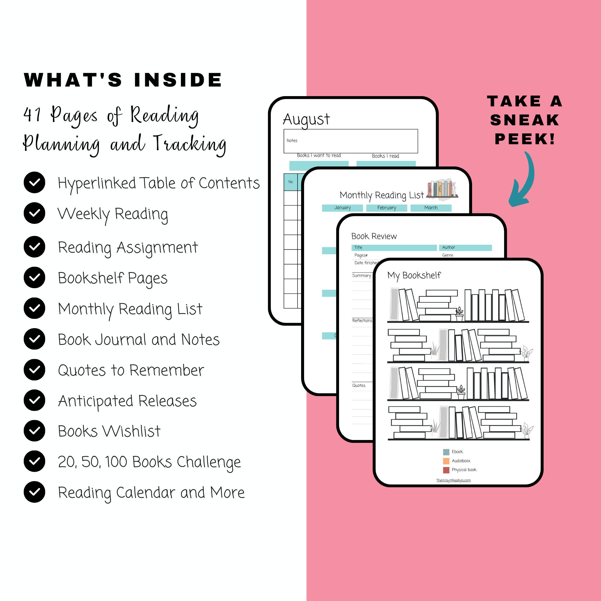 Reading Planner and Tracker, Digital and Printable, Keep Track of ...