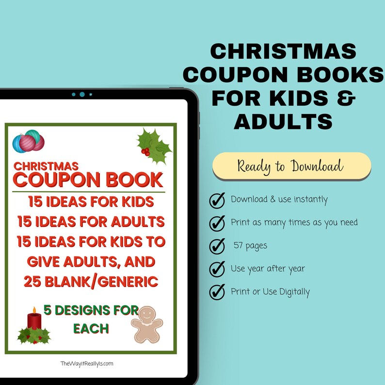 Christmas Coupon Books for Kids and Adults, Christmas Coupons Kids to ...