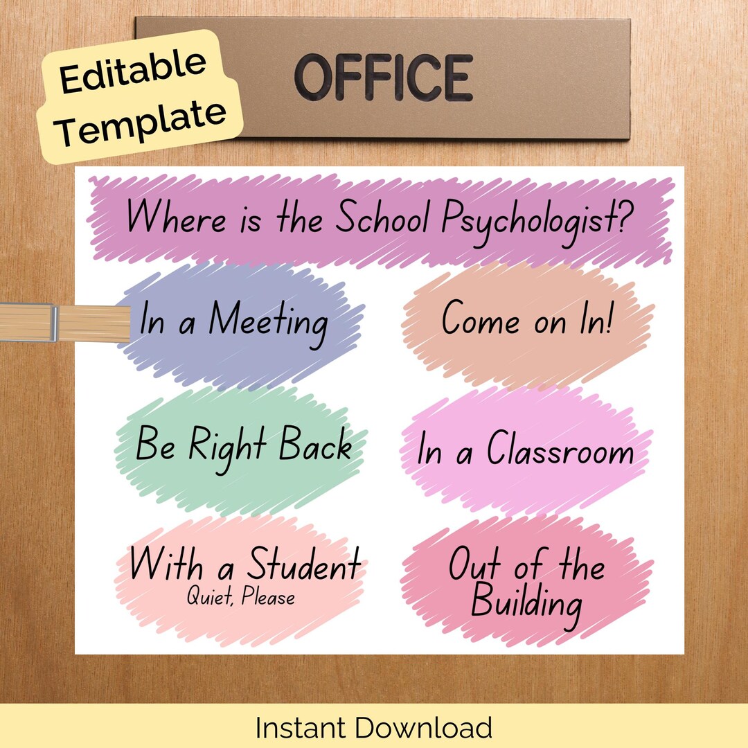 Where is the School Psychologist Door Sign, Editable, Edit Text and ...