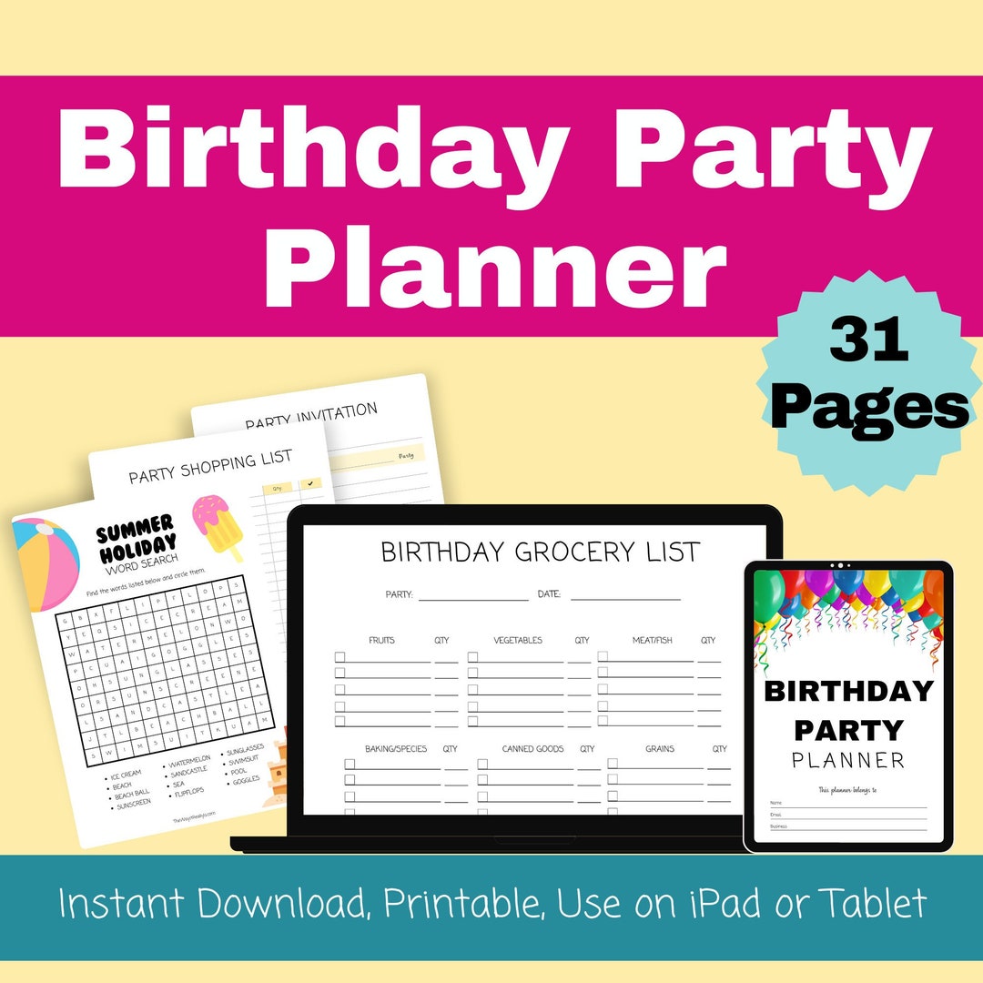 Birthday Party Planner, Birthday Planner, Party Planner, Kids Birthday ...