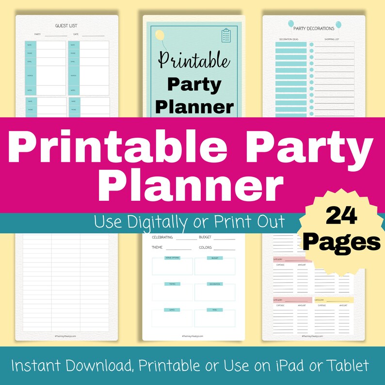 Printable Party Planner, Digital Party Planner, Birthday Party Planner ...