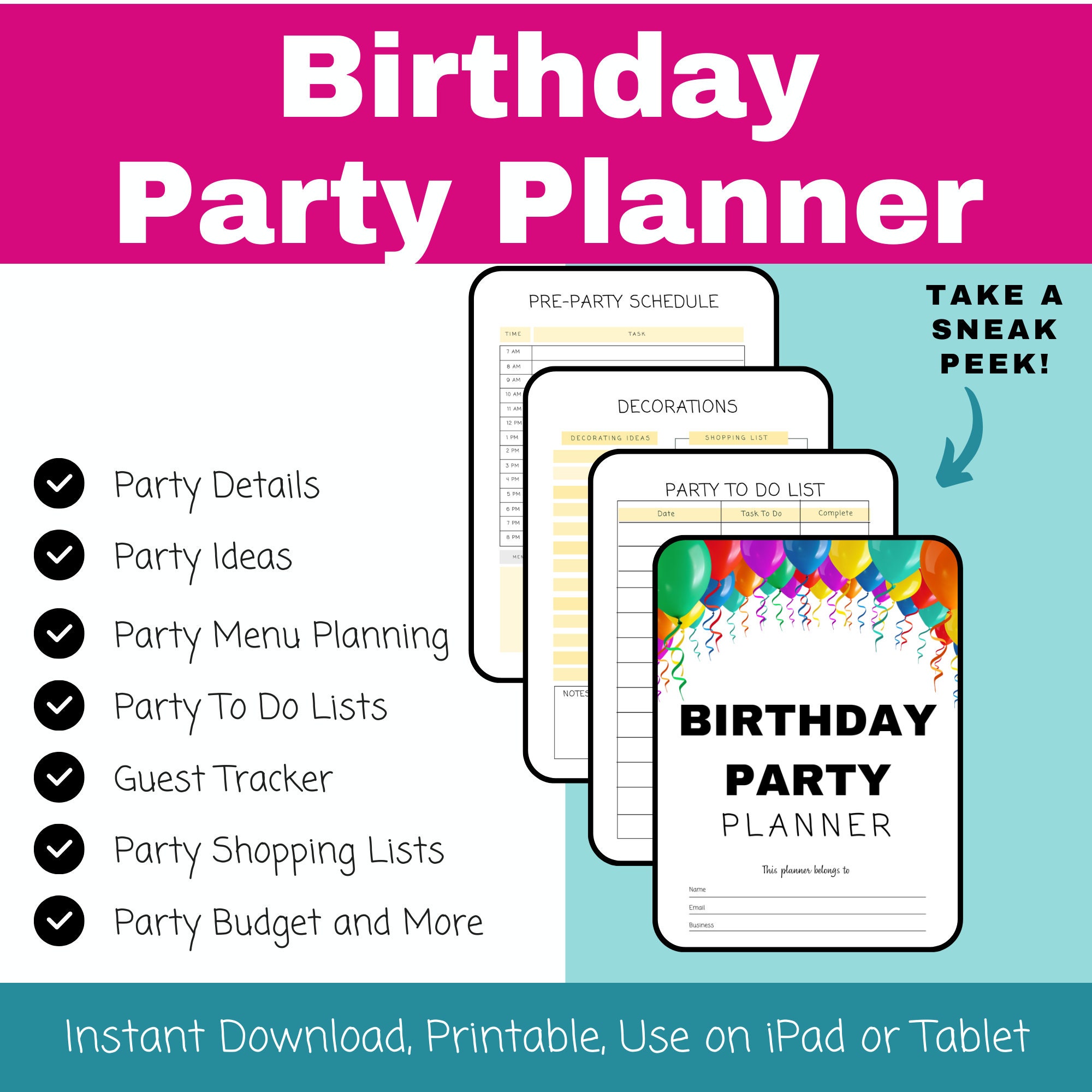 Birthday Party Planner, Birthday Planner, Party Planner, Kids Birthday ...