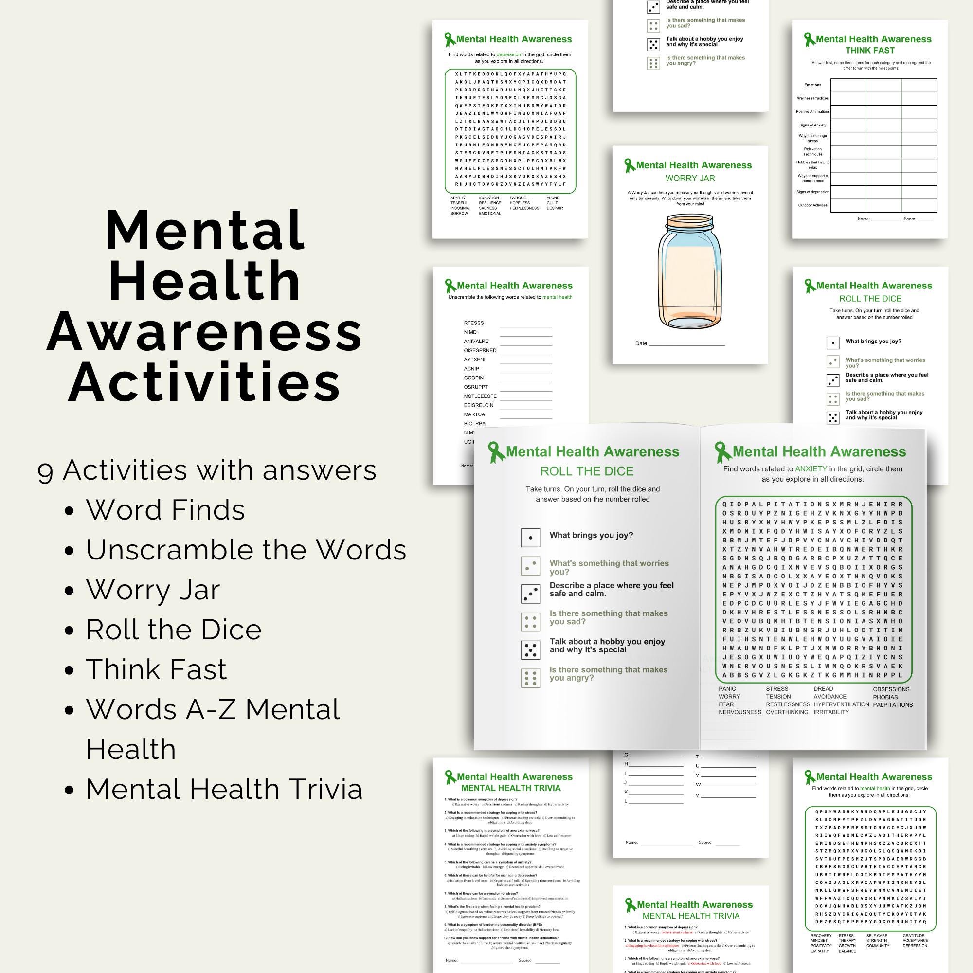 Mental Health Awareness Activities, Mental Health Awareness, Mental ...