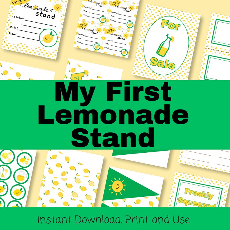 My First Lemonade Stand Printable, Lemonade Stand Decorations, Lemonade ...