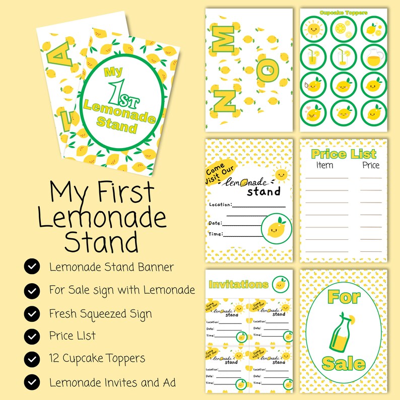 My First Lemonade Stand Printable, Lemonade Stand Decorations, Lemonade ...