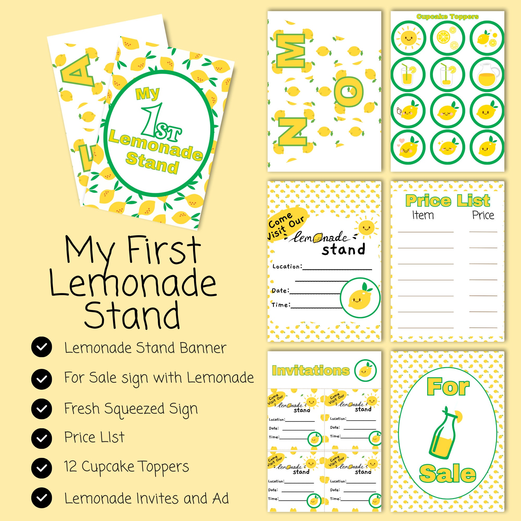 My First Lemonade Stand Printable, Lemonade Stand Decorations, Lemonade ...