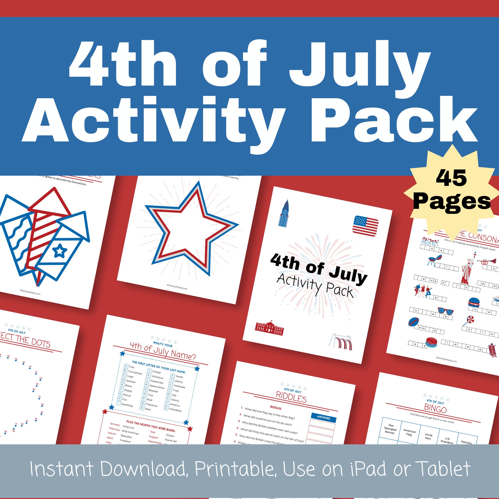 4th of July Activity Pack, Fourth of July Activity Pack, 4th of July ...