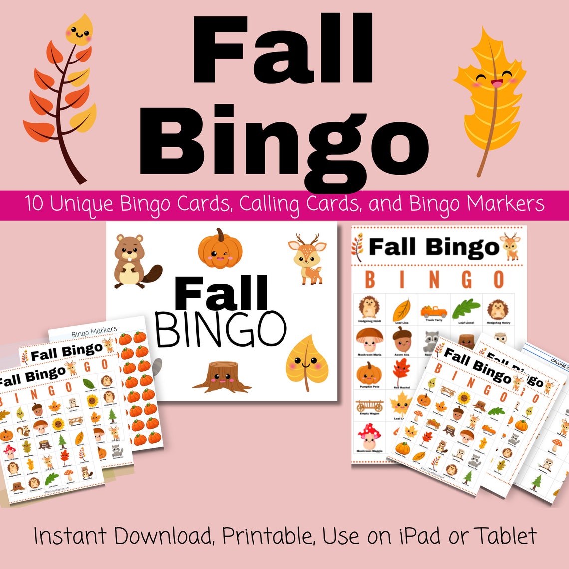 Fall Bingo Game, Fall Kids Activity, Fall Printable, Fall Camp, Bingo ...